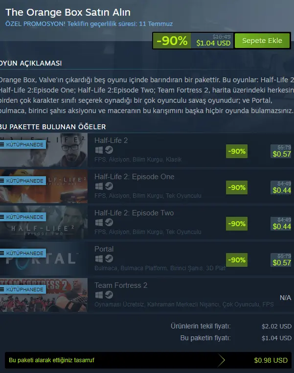 Steam: Valve The Orange Box paketi -%90 | $1 | Techolay Sosyal
